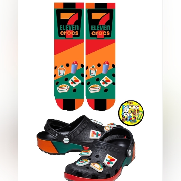 custom | Underwear & Socks | 7 Eleven Crocs Socks Black | Poshmark